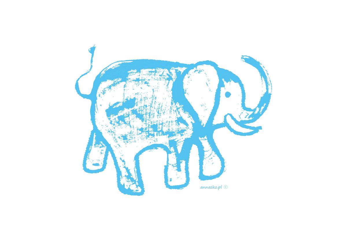 'Blue elephant' Poster, picture, metal print, paint by annasko Poland ...