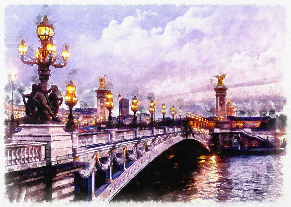 'Beautiful Paris by night' Poster by cesare scarselletti | Displate