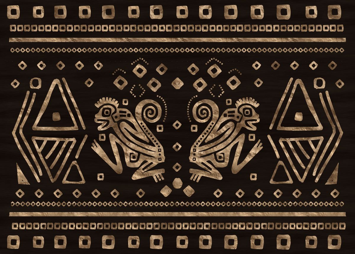 'Aztec Monkeys ' Poster, picture, metal print, paint by Lioudmila Perry ...