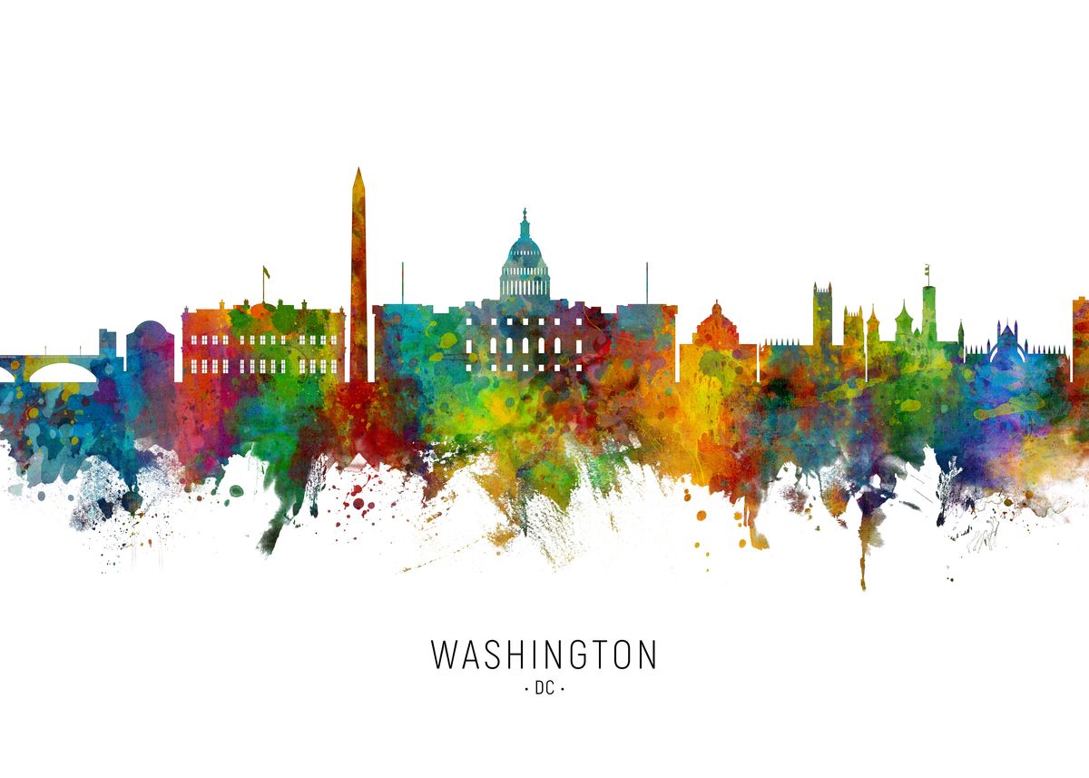 'Washington DC Skyline' Poster, picture, metal print, paint by Michael ...