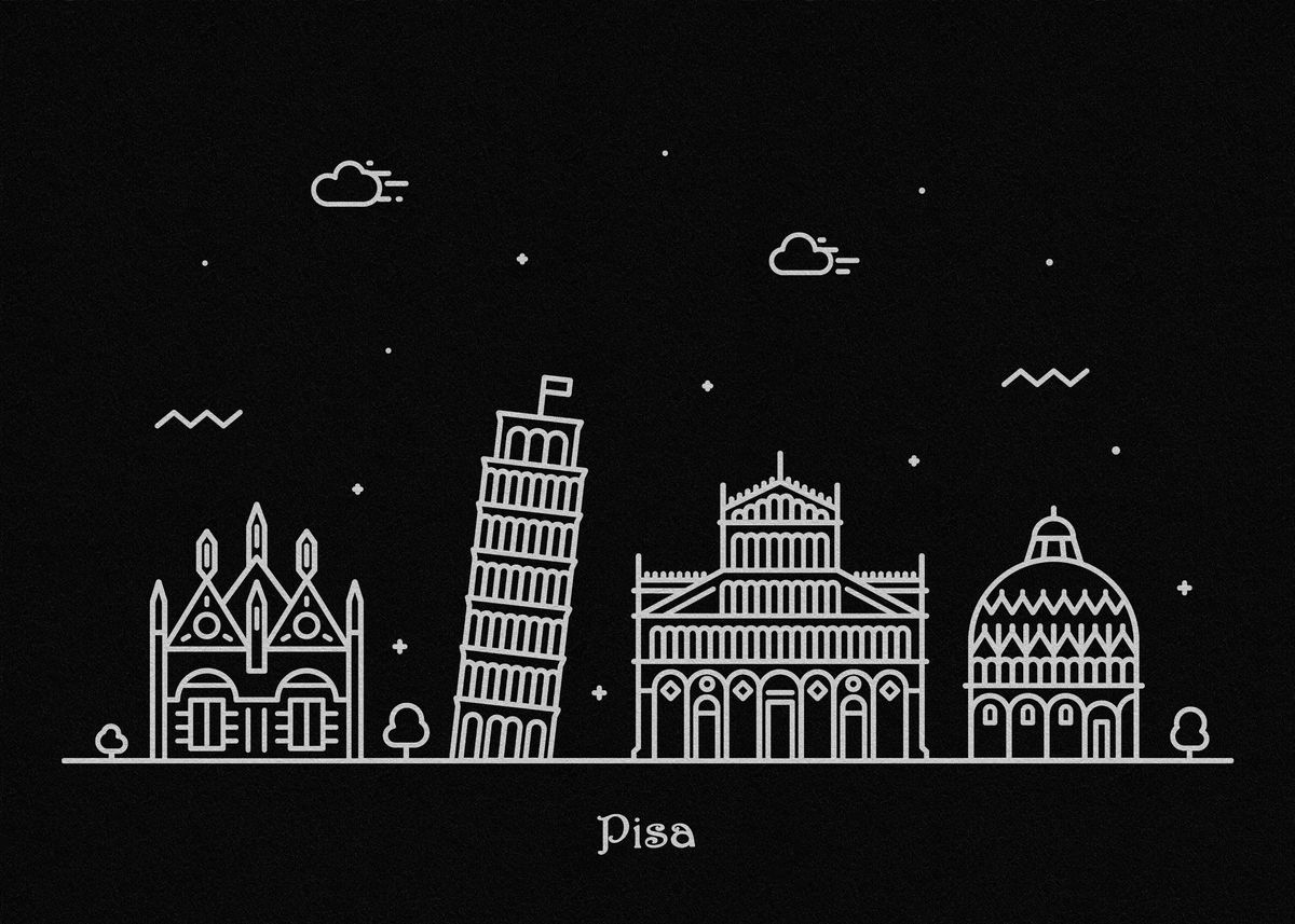 'Pisa Skyline' Poster, picture, metal print, paint by Deniz A. | Displate