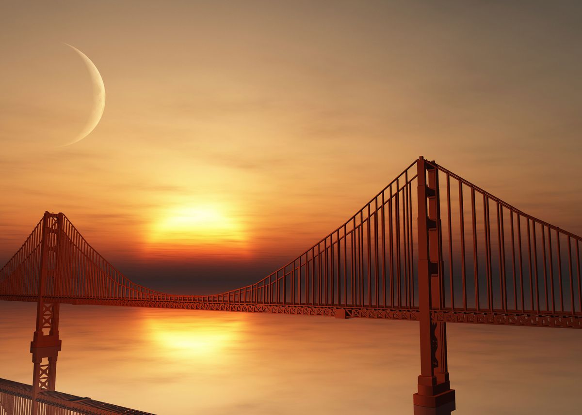 'Golden Gate' Poster, picture, metal print, paint by Bruce Rolff | Displate