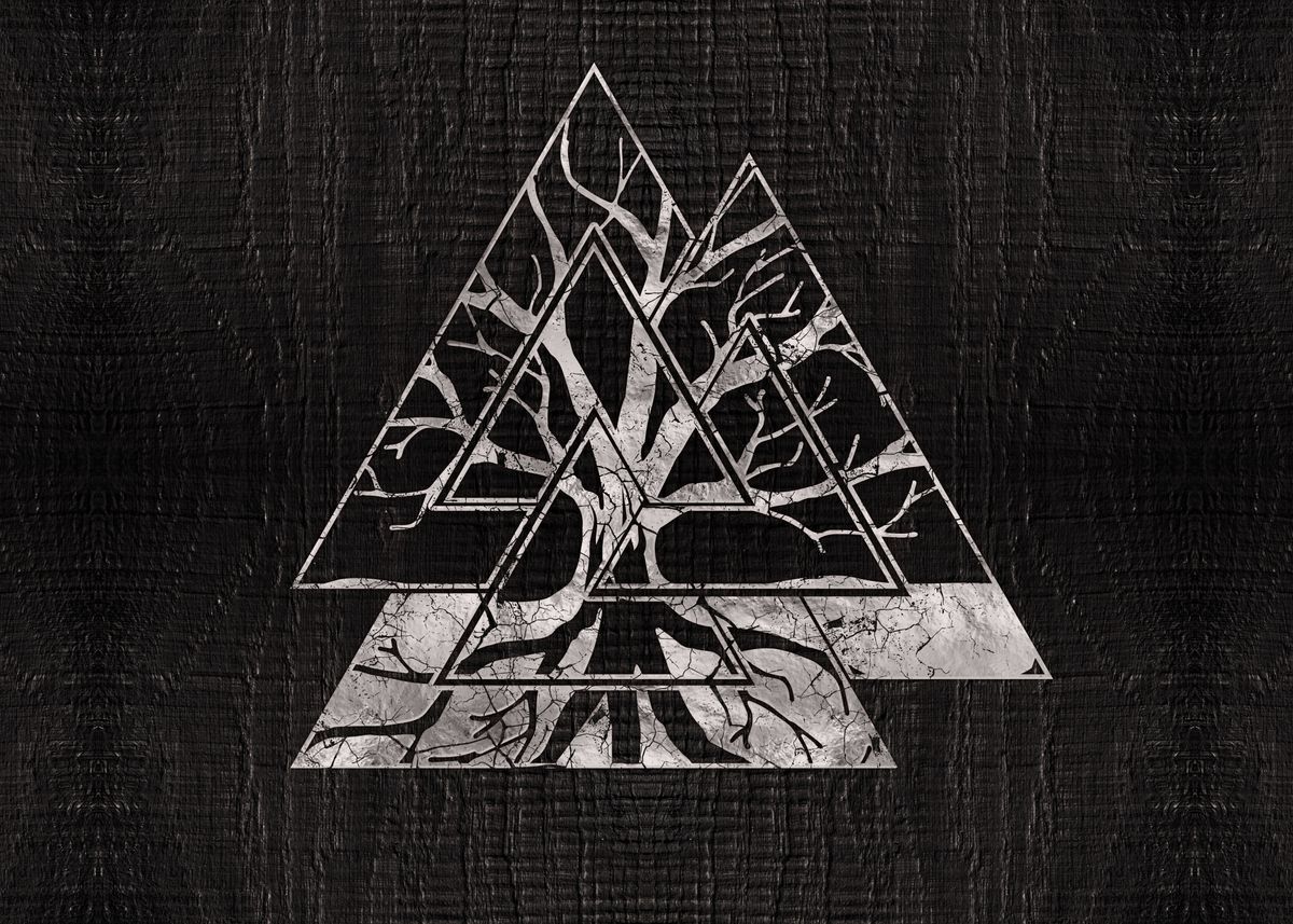 'Valknut and Tree of Life' Poster, picture, metal print, paint by ...