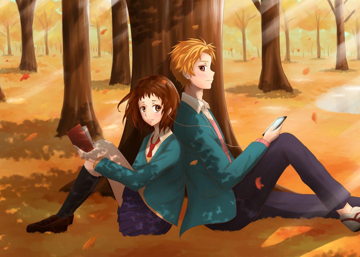 'HoneyWorks Miou x Haruki' Poster, picture, metal print, paint by Icecream Parfait | Displate