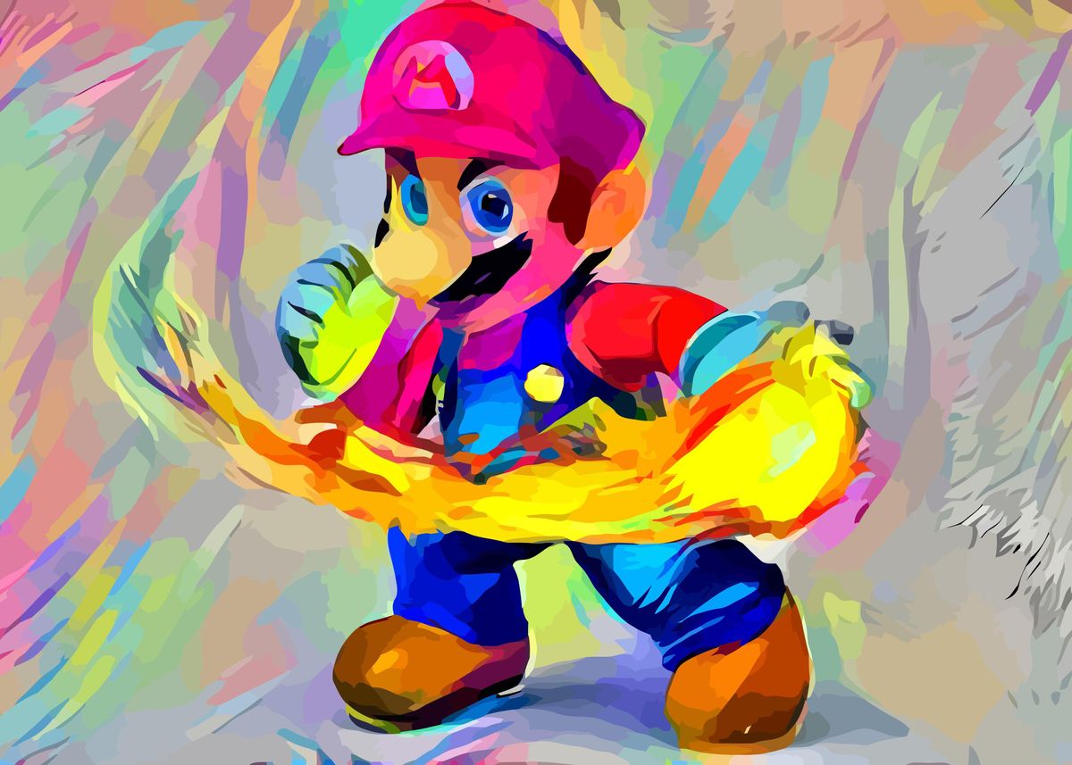 'Mario on fire' Poster, picture, metal print, paint by Whoisangulo ...