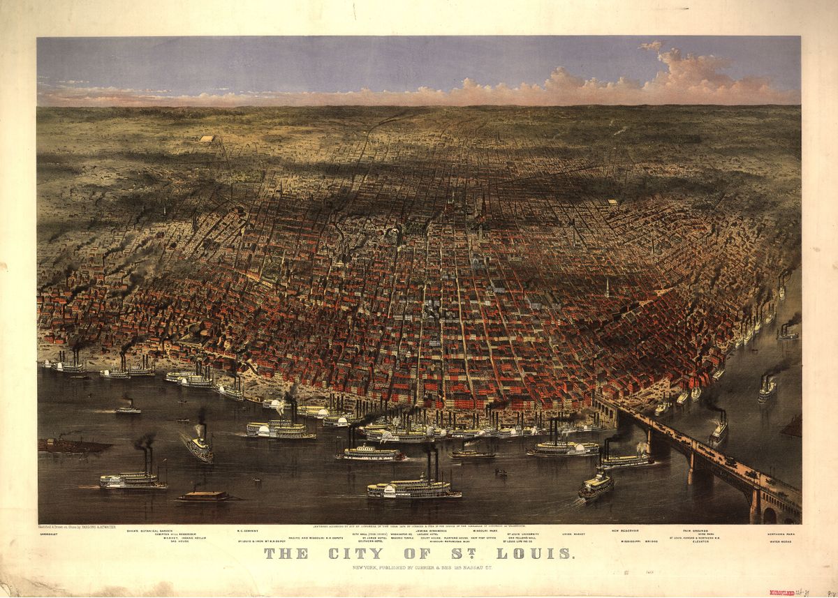 'City of St Louis 1874' Poster, picture, metal print, paint by Janice M ...