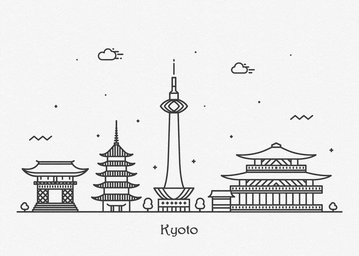 'Kyoto City Skyline' Poster by Deniz A. | Displate