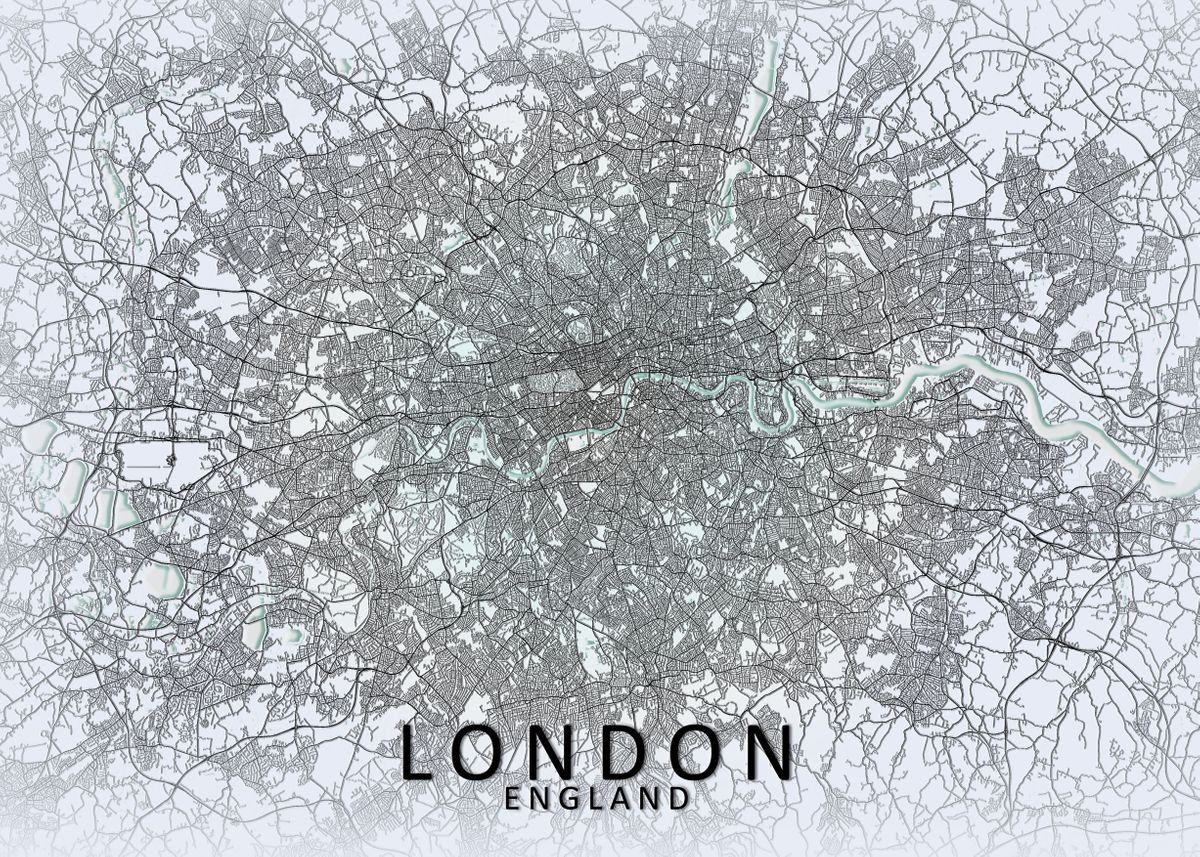 'London White City Map LS' Poster by City Map Art Prints | Displate