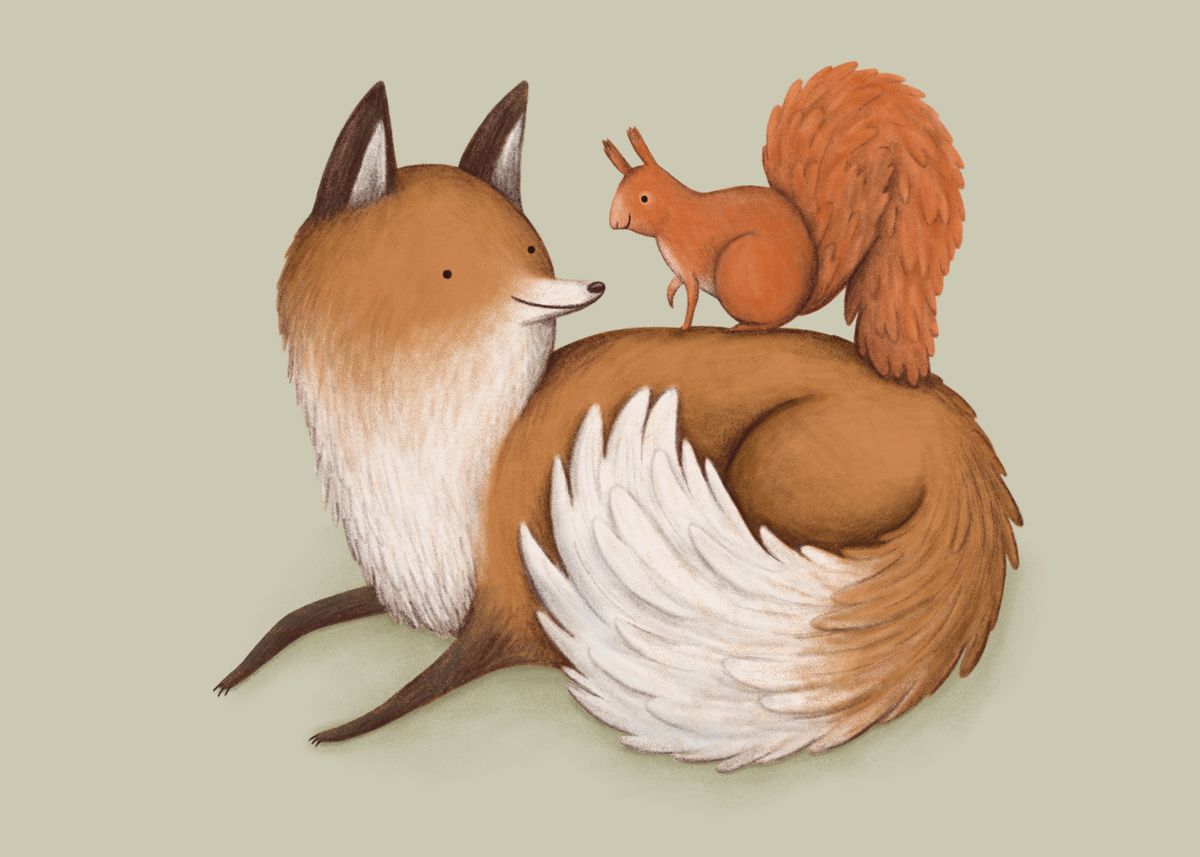 'Fox and Squirrel' Poster by Sophie Corrigan | Displate