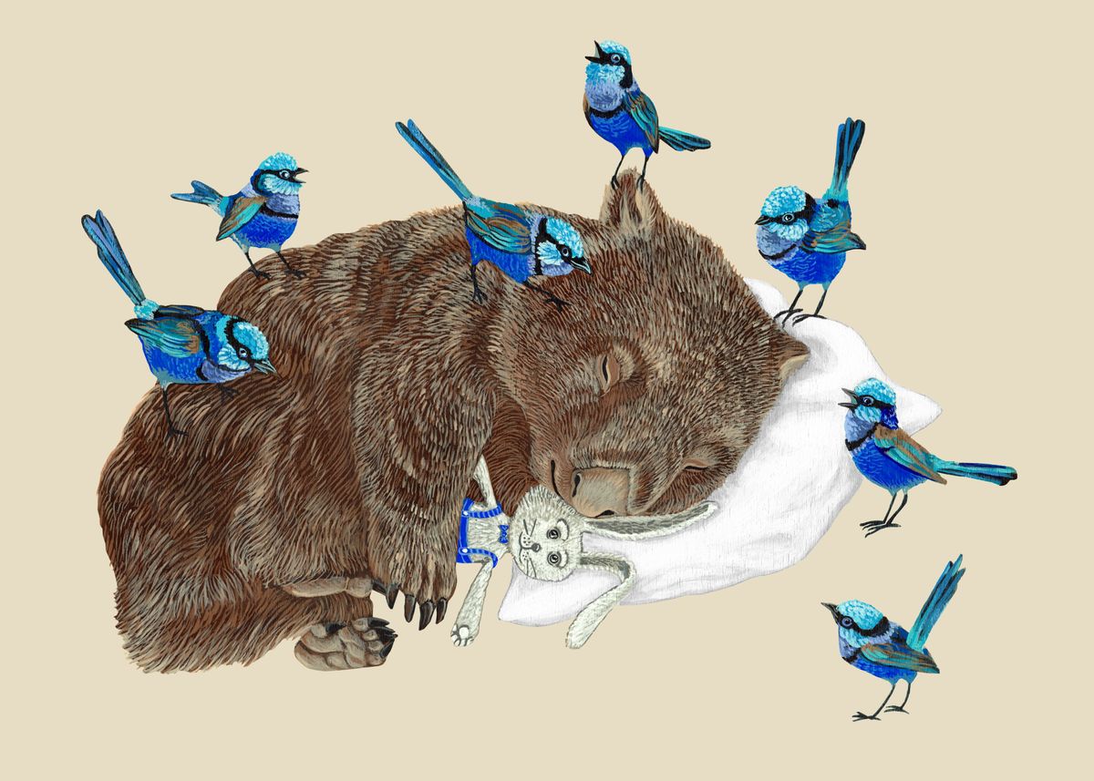 'Wombat sleep' Poster, picture, metal print, paint by ruta Dumalakaite ...