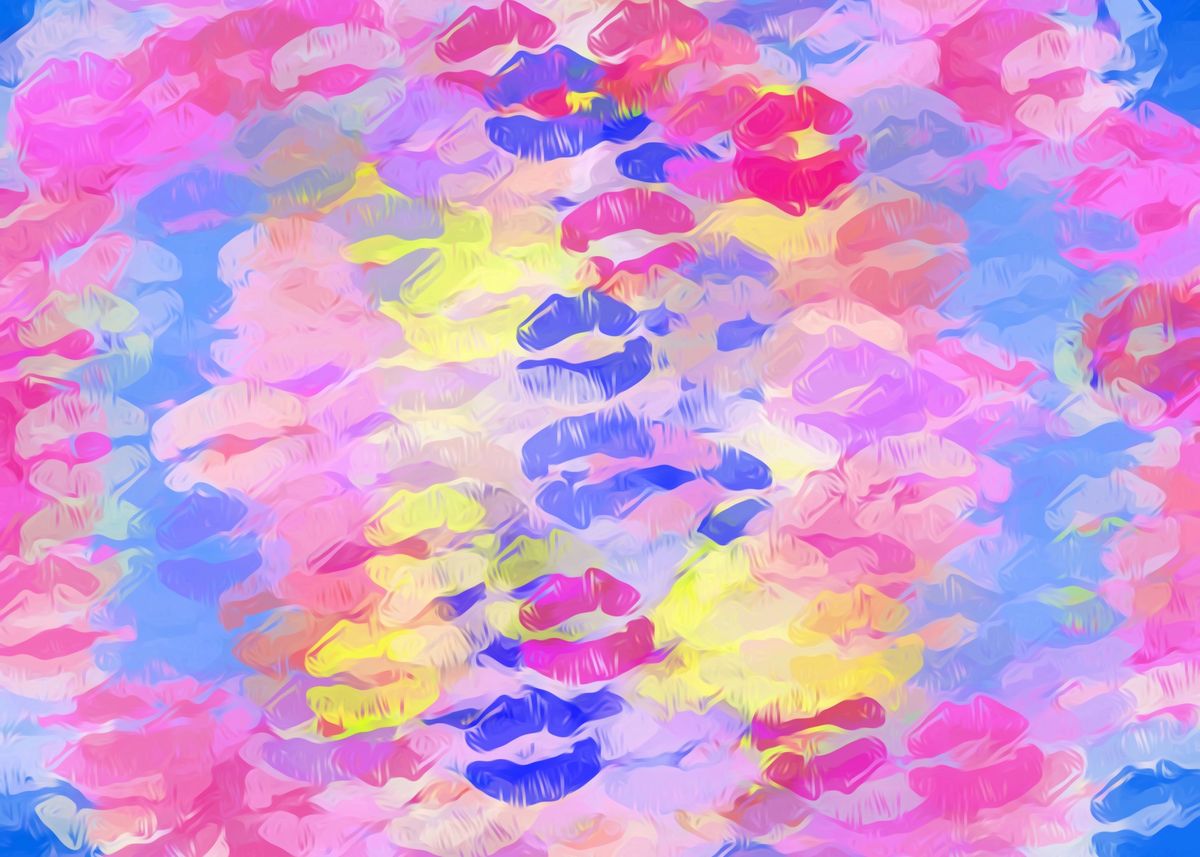 'colorful kisses' Poster, picture, metal print, paint by timmy LA ...
