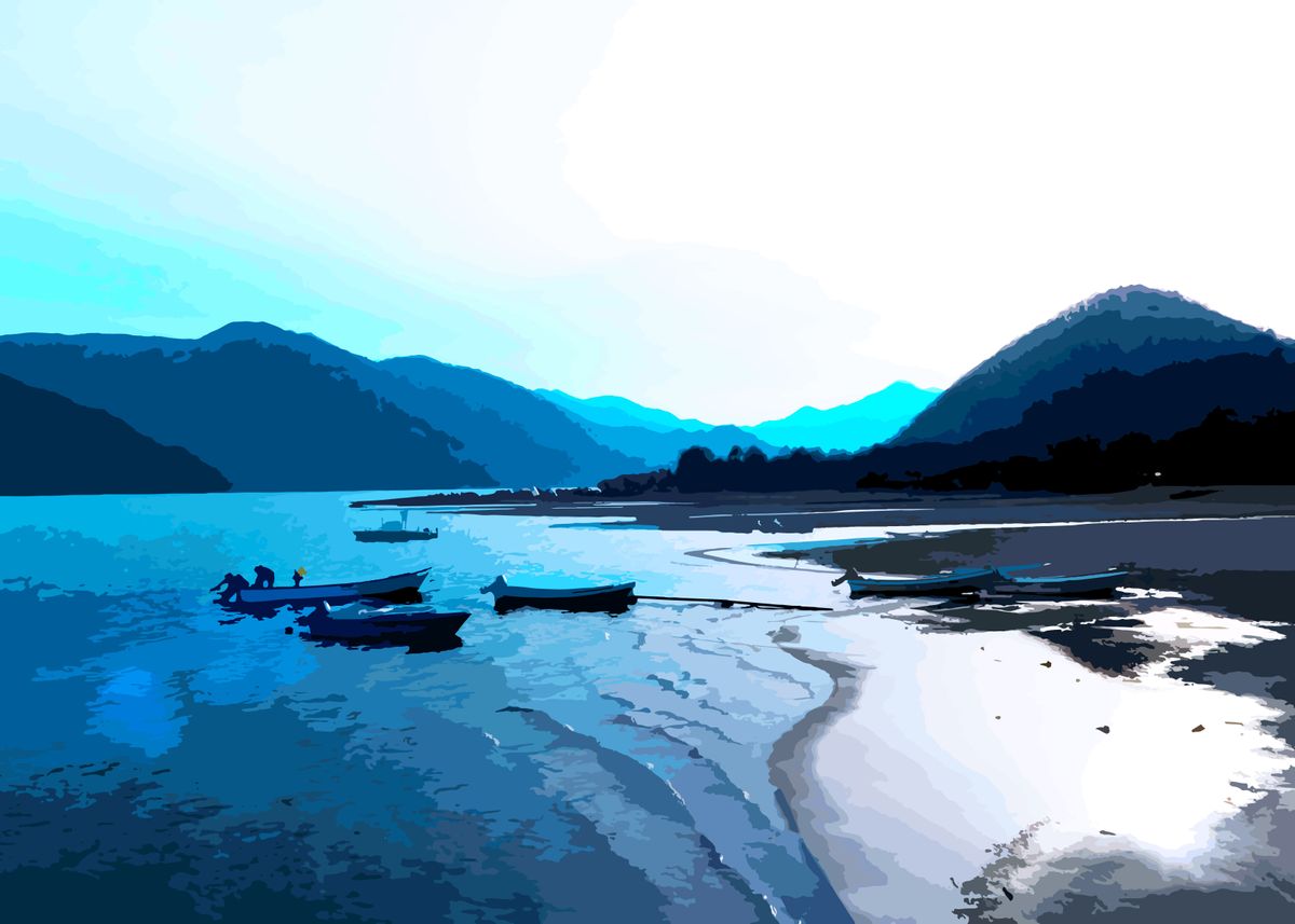 'Blue lake' Poster by Bon Zaï | Displate