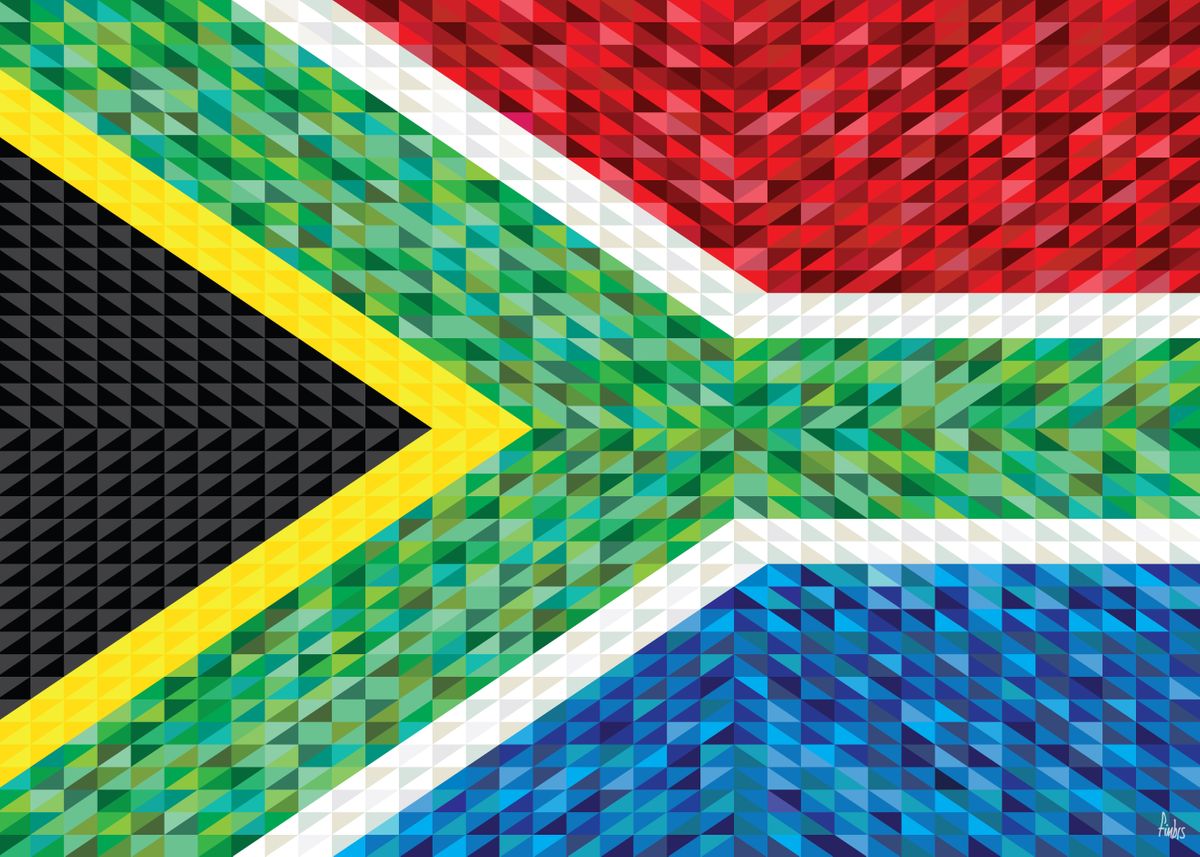 'South Africa Flag' Poster, picture, metal print, paint by Fimbis ...