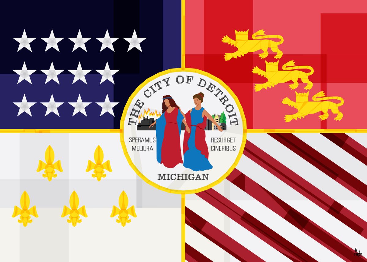 'Detroit Flag' Poster by Fimbis | Displate