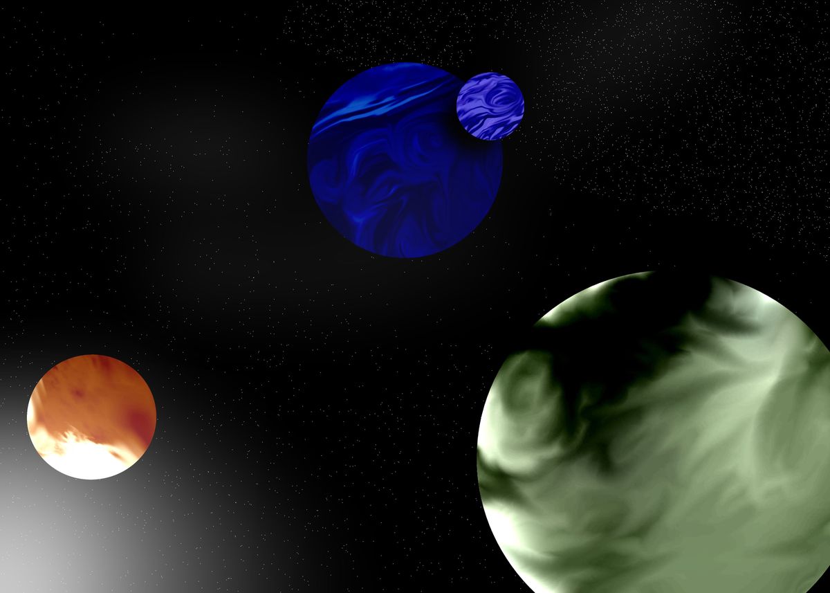 'Fantasy Planet Cluster' Poster by Lee Campbell | Displate