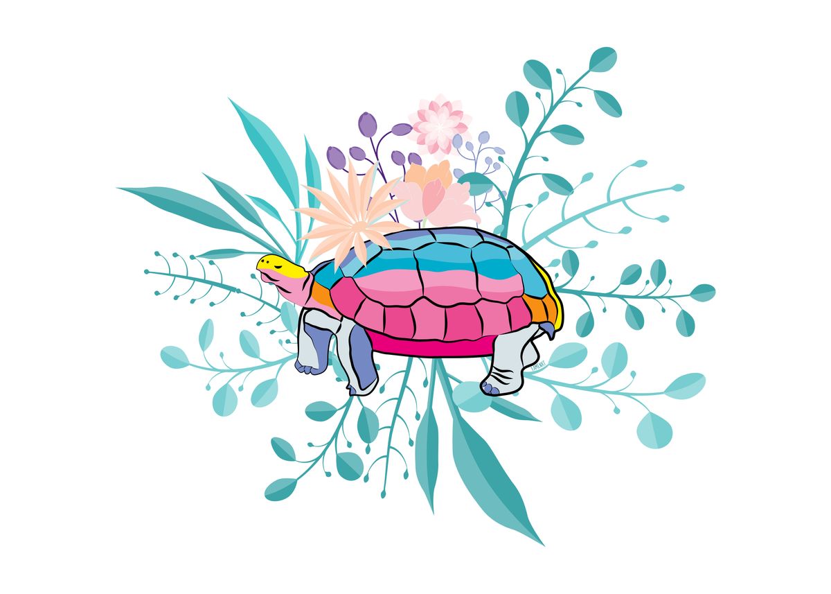 'Spring Turtle' Poster, picture, metal print, paint by Famenxt DB ...