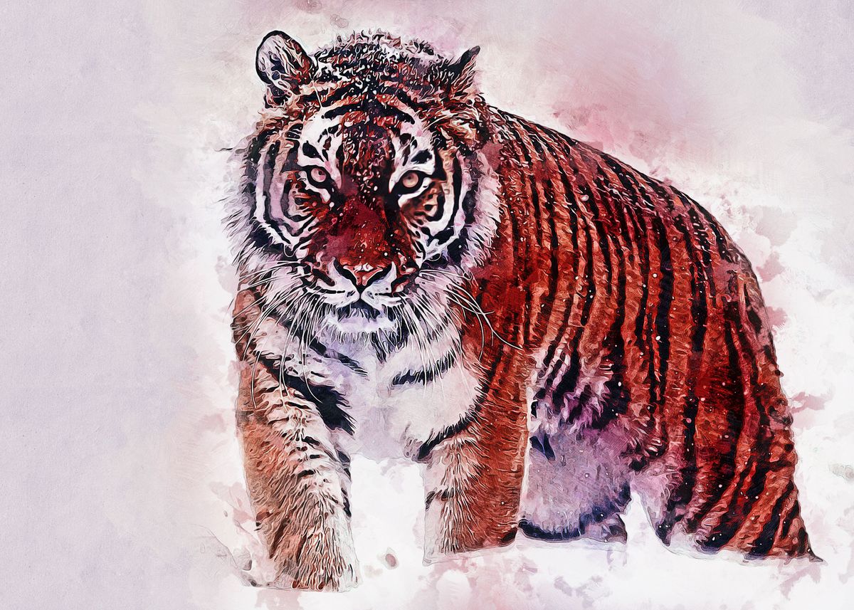 'Tiger Oil' Poster, picture, metal print, paint by dmc 696 | Displate