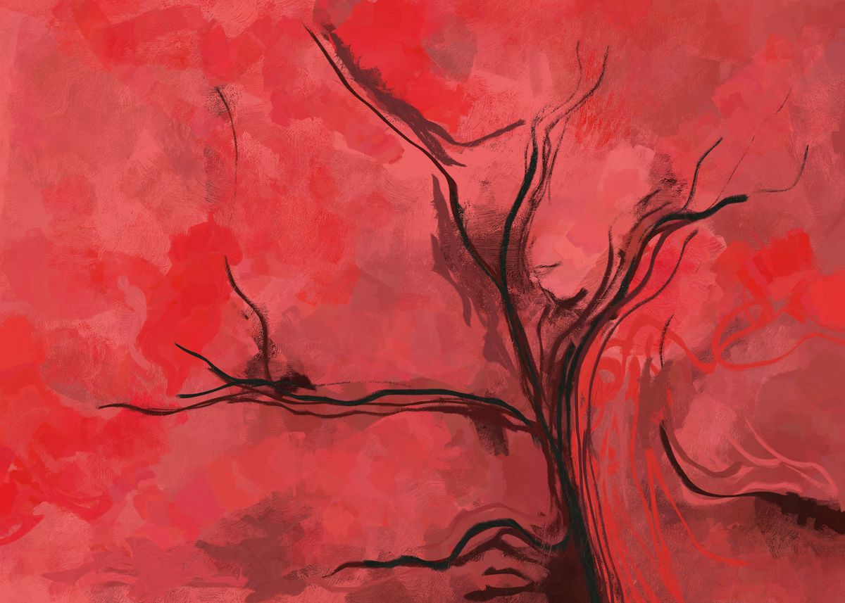 'red tree' Poster, picture, metal print, paint by dellaf semiga | Displate