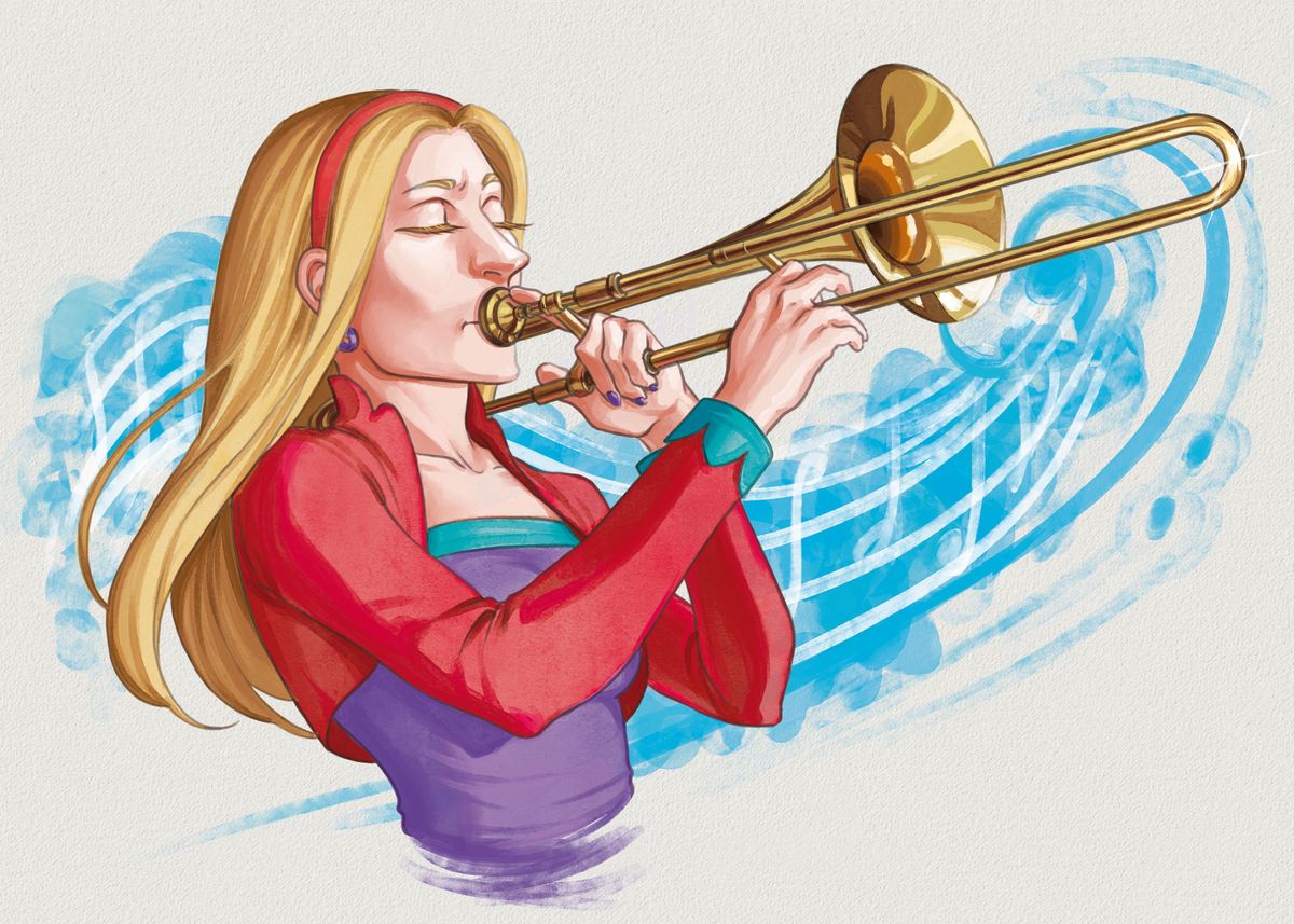 'Trombone Love' Poster, picture, metal print, paint by Irene Crespo ...