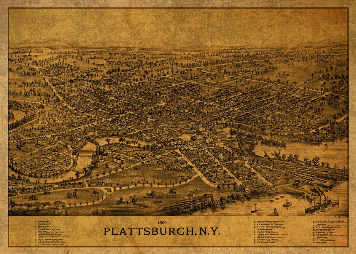 'Plattsburgh NY Map 1899' Poster, picture, metal print, paint by Design ...