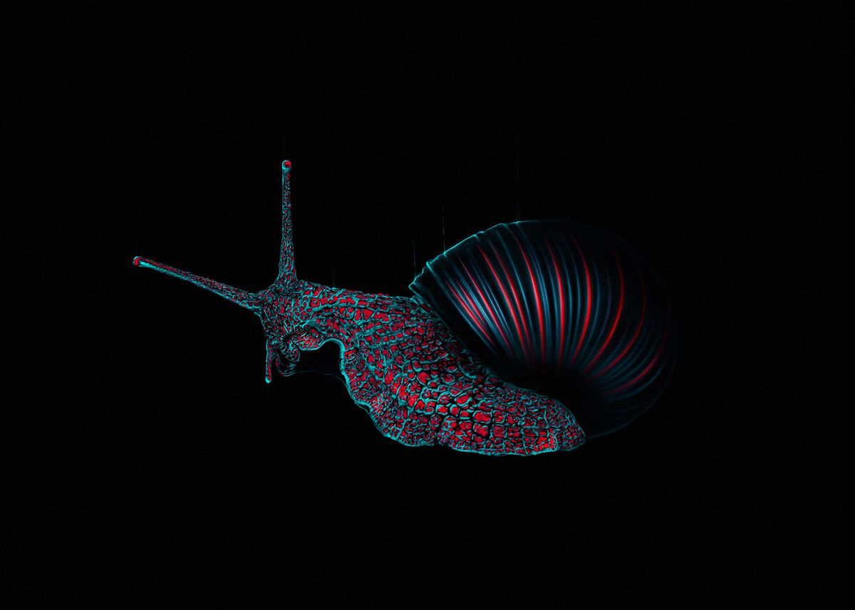 'Neon Snail v1' Poster, picture, metal print, paint by Aleksei Goferman ...