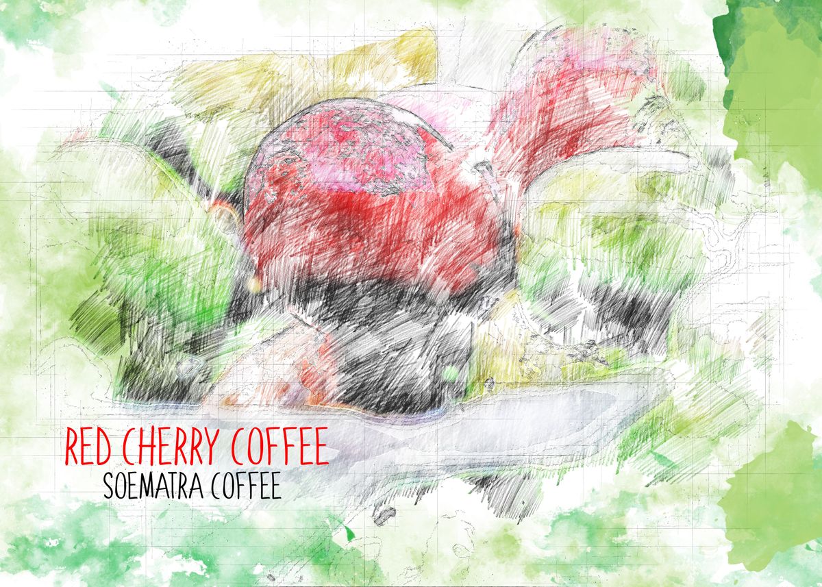 'Red Cherry Coffee' Poster by Lembayung Senja Studio | Displate