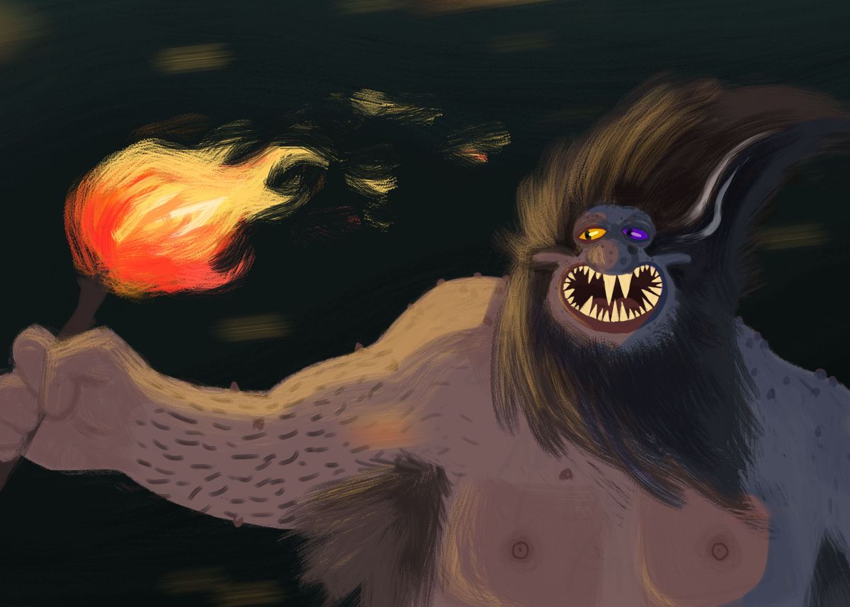 'Caveman' Poster, picture, metal print, paint by Tereza Dostalova ...