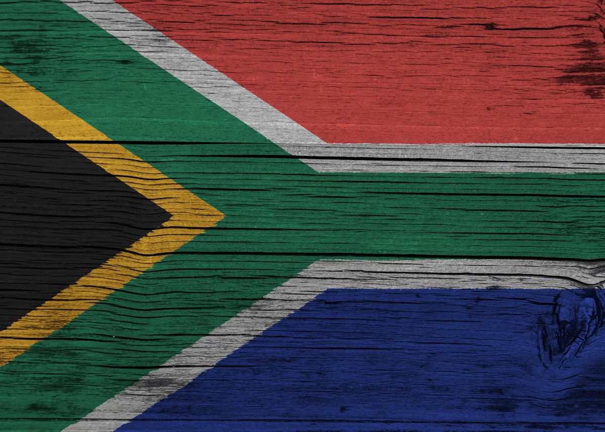 'Wooden South African Flag' Poster, picture, metal print, paint by John ...
