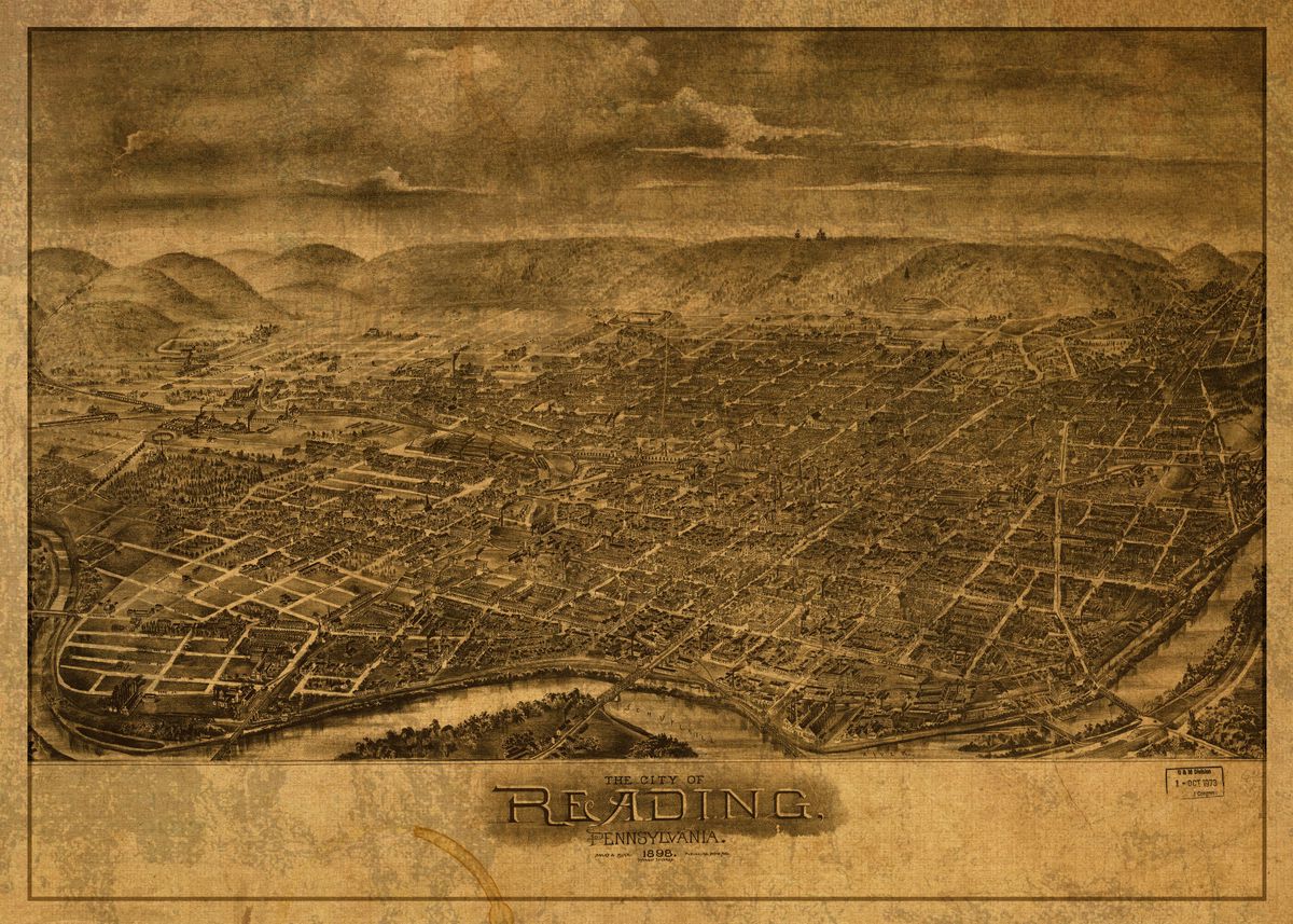'Reading Pennsylvania Map 2' Poster, picture, metal print, paint by ...