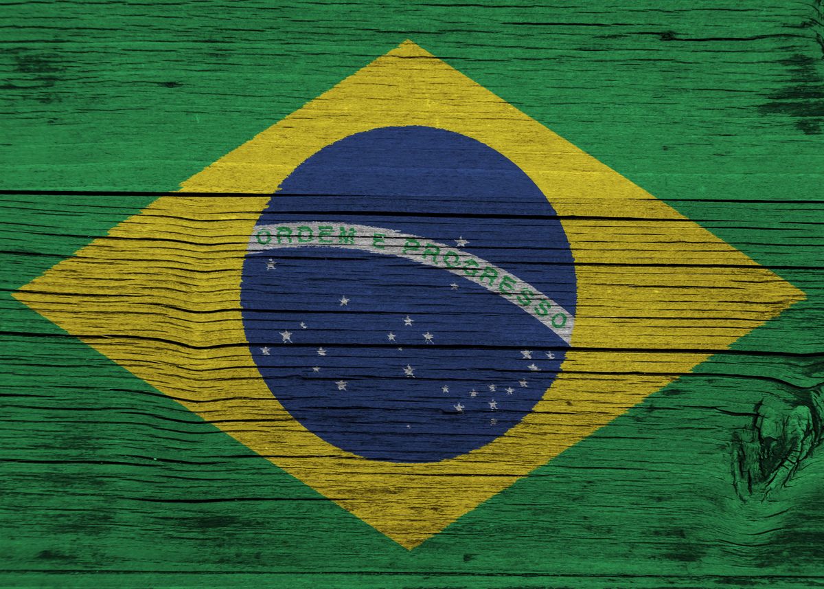 'Wooden Brazilian Flag' Poster by John Lucke Designs | Displate