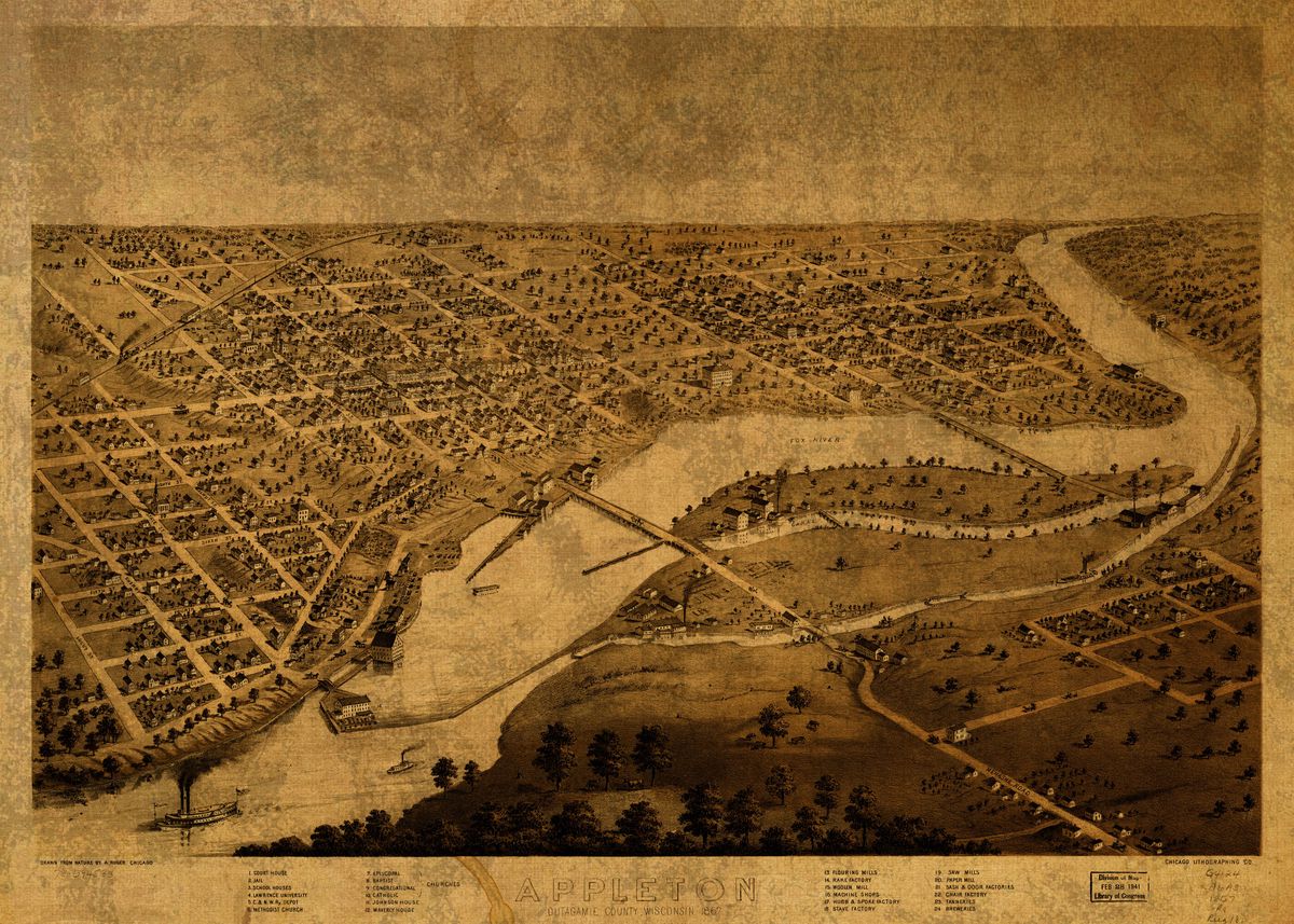 'Appleton Wisconsin Map' Poster, picture, metal print, paint by Design ...