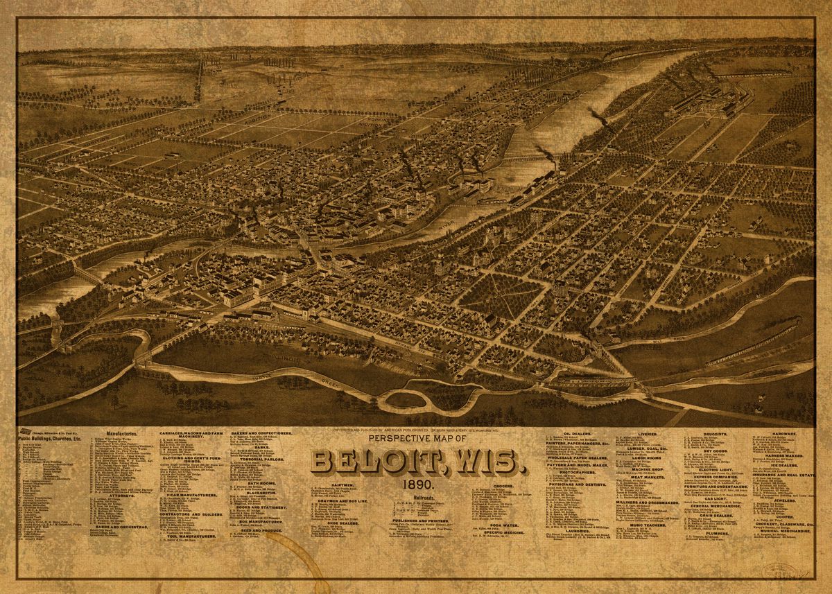 'Beloit Wisconsin Map 1890' Poster by Design Turnpike | Displate