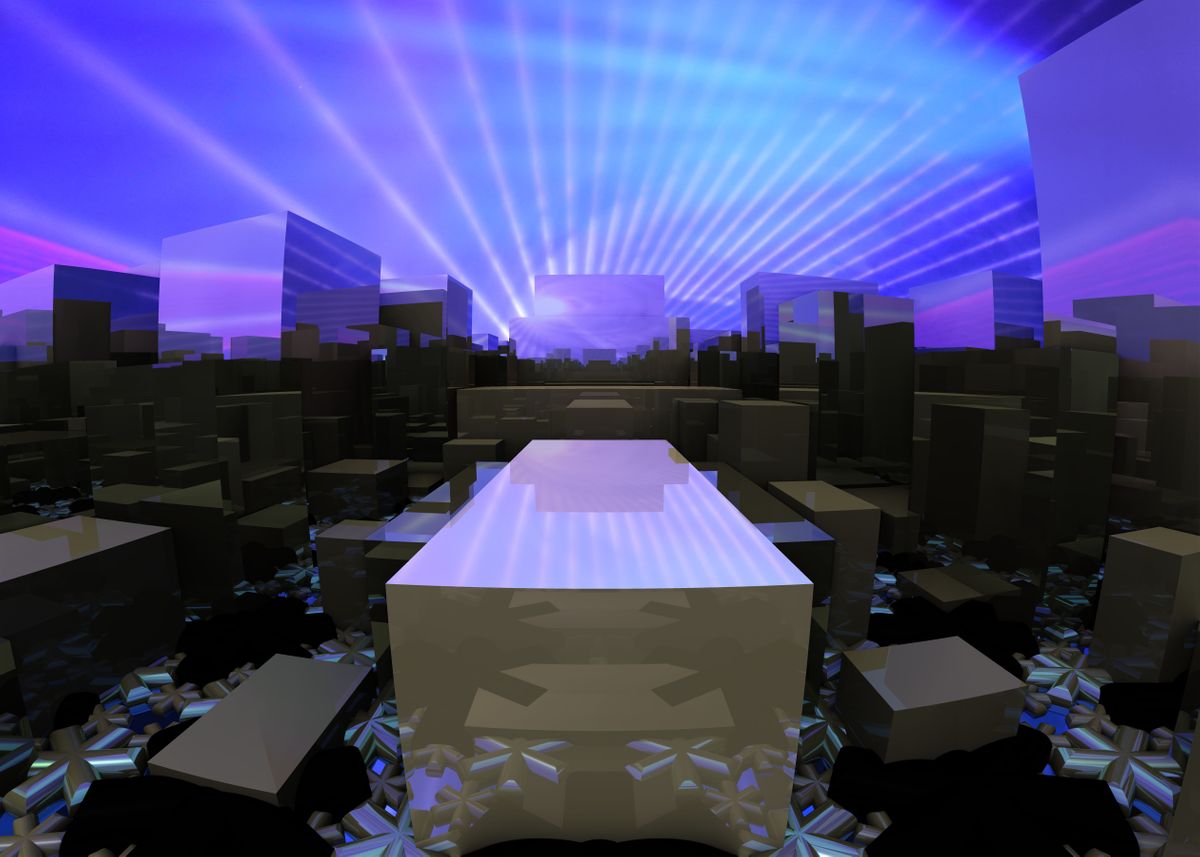 'Sunset In Digi City' Poster, picture, metal print, paint by Geo ...