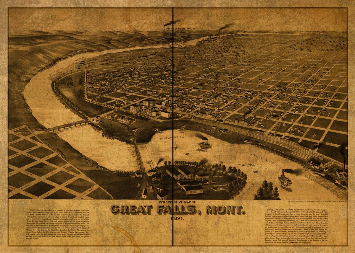 'Great Falls Montana Map' Poster, picture, metal print, paint by Design ...