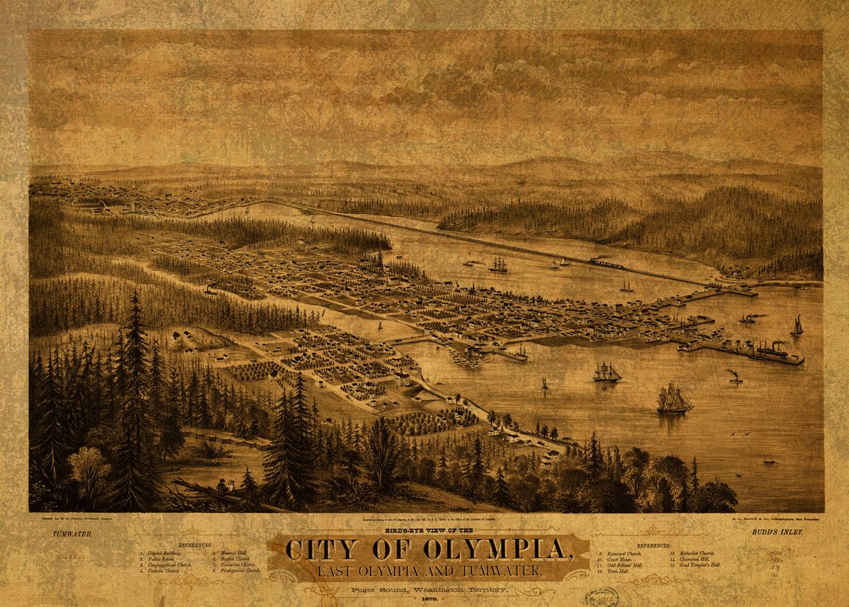 'Olympia Washington Map ' Poster, picture, metal print, paint by Design ...