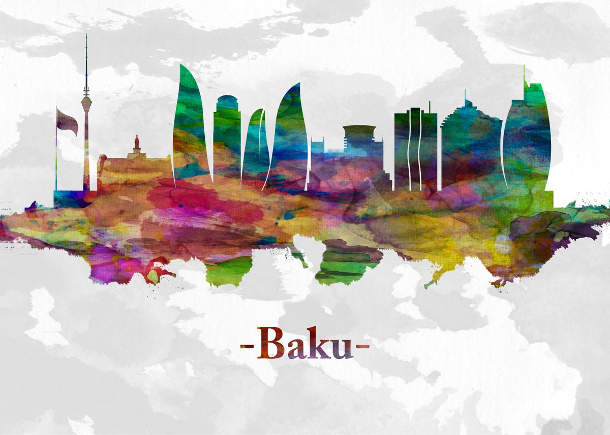 'Baku Azerbaijan skyline' Poster by Towseef Dar | Displate