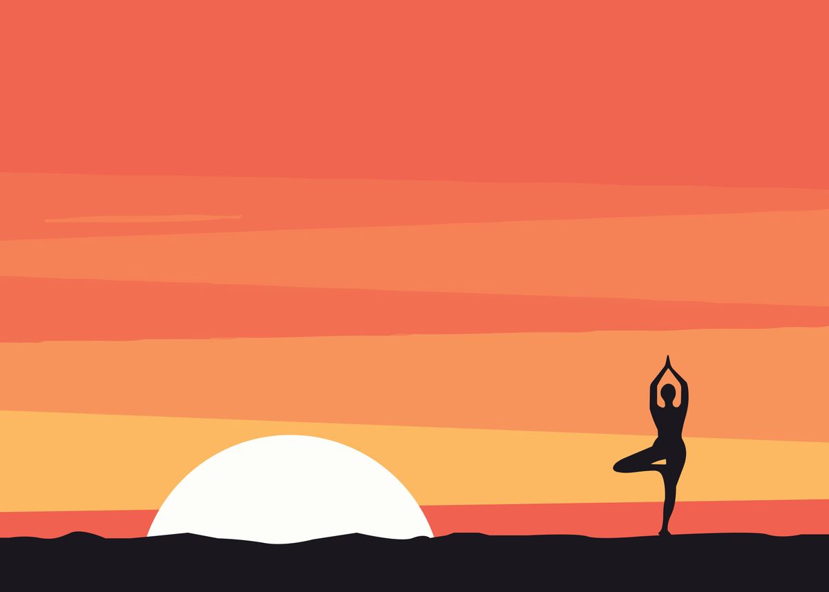 'Sunset and Yoga' Poster by Ali Talal | Displate