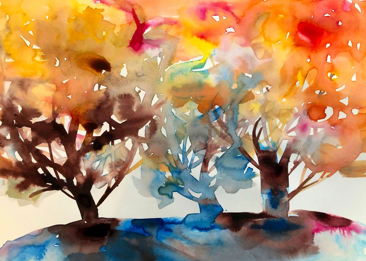 'Three trees' Poster, picture, metal print, paint by Marianna ...