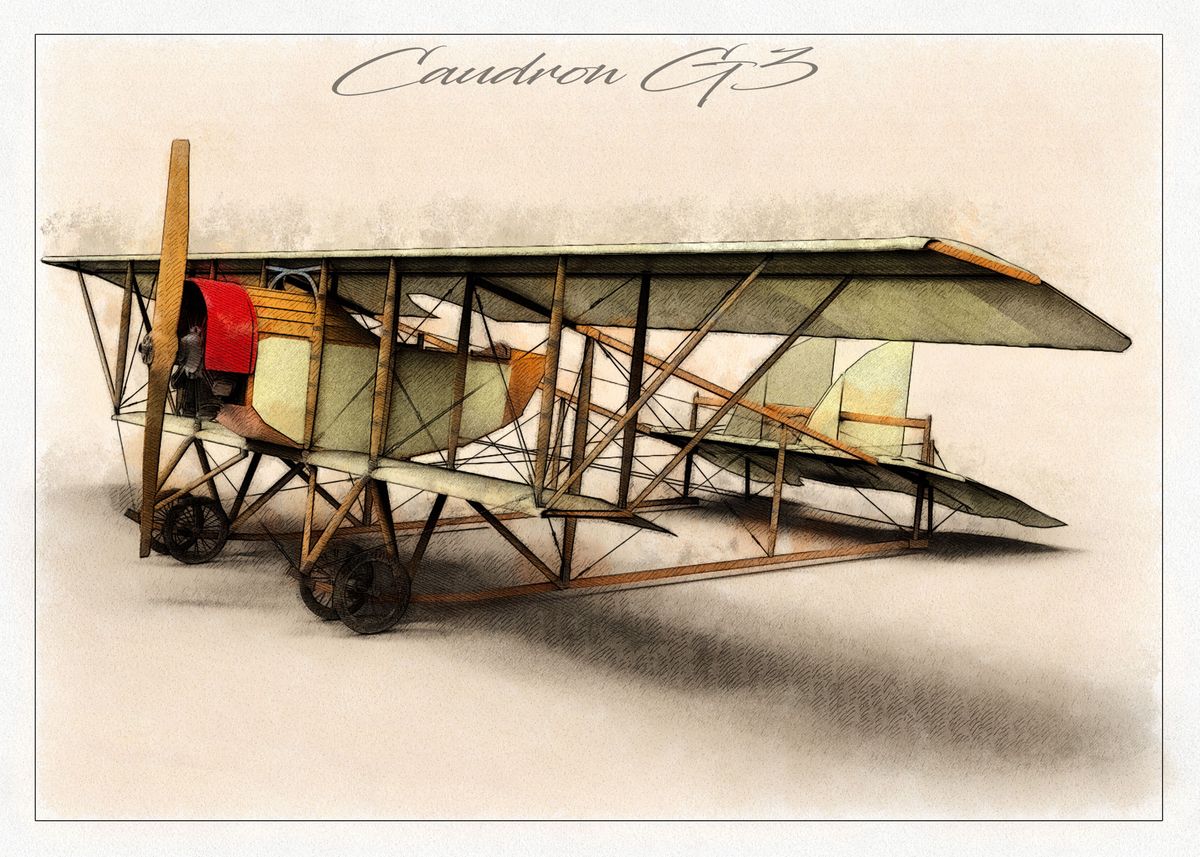 'Caudron G3 WWI Plane' Poster, picture, metal print, paint by Aivaras ...