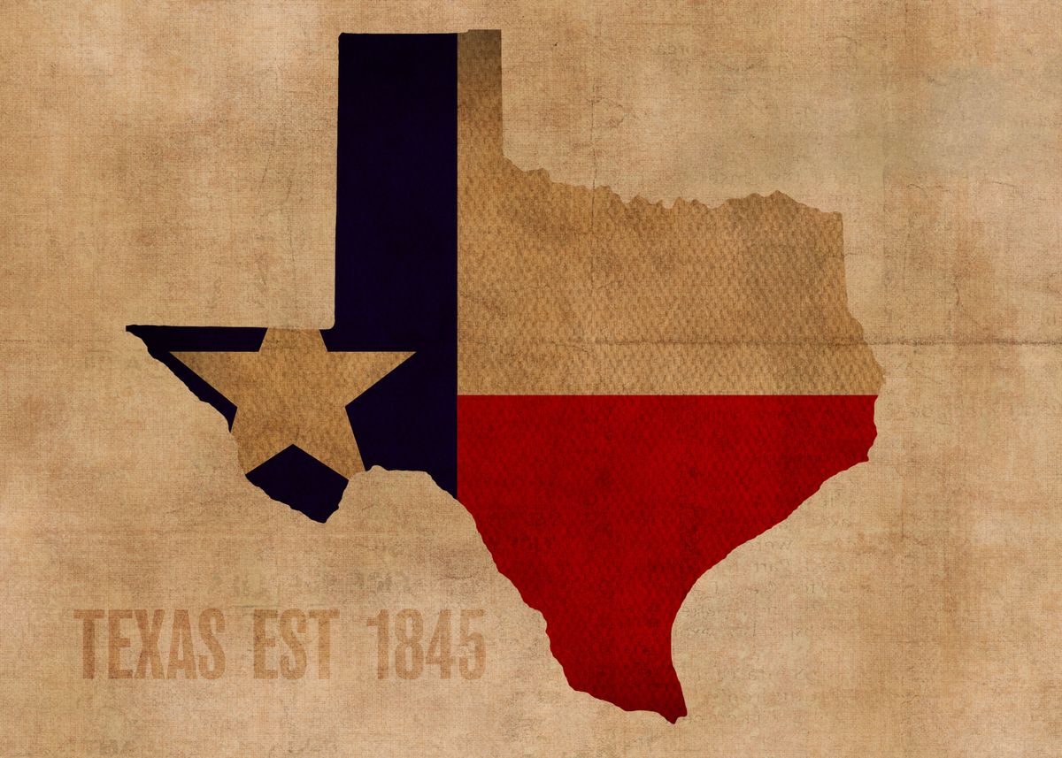 'Texas State Flag Map' Poster, picture, metal print, paint by Design ...