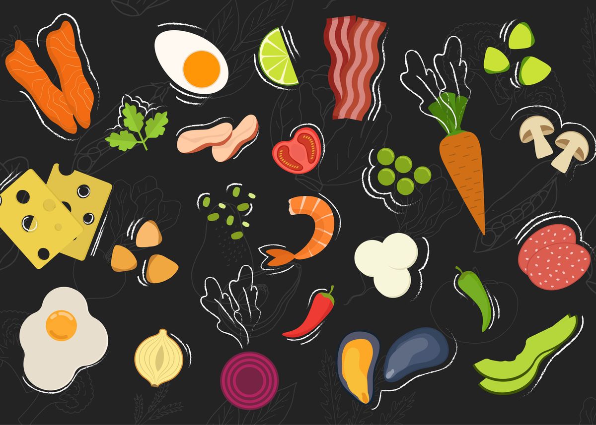 'Cooking ingredients' Poster, picture, metal print, paint by Valeriya ...