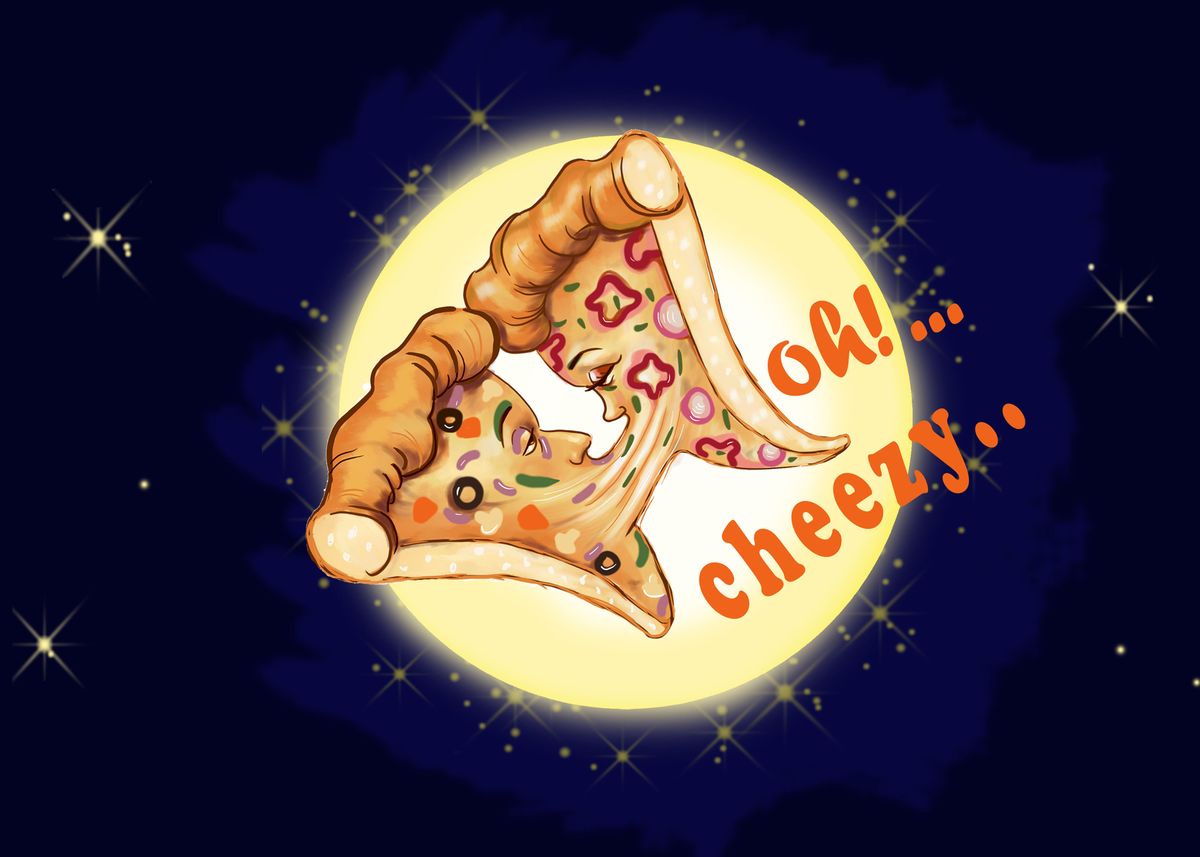 'kiss me cheezy' Poster, picture, metal print, paint by Nirmali ...