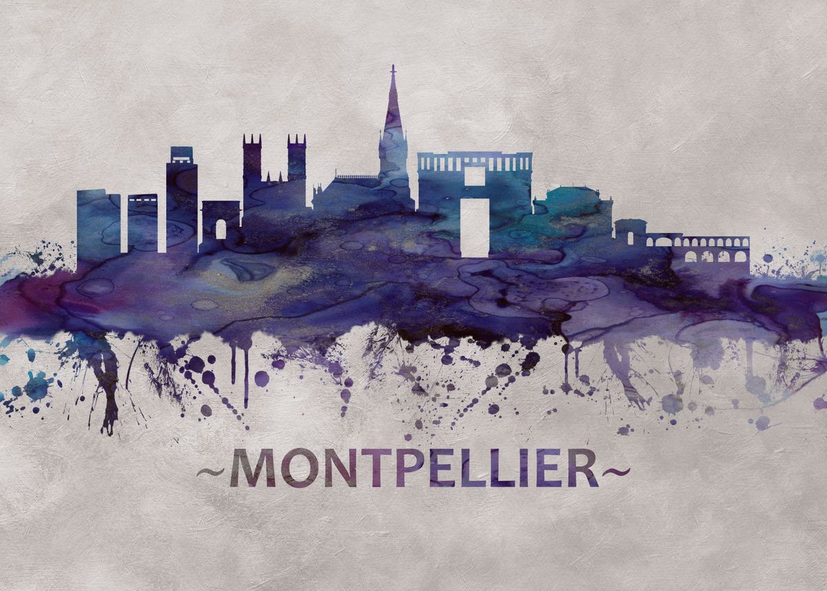 'Montpellier France skyline' Poster, picture, metal print, paint by ...