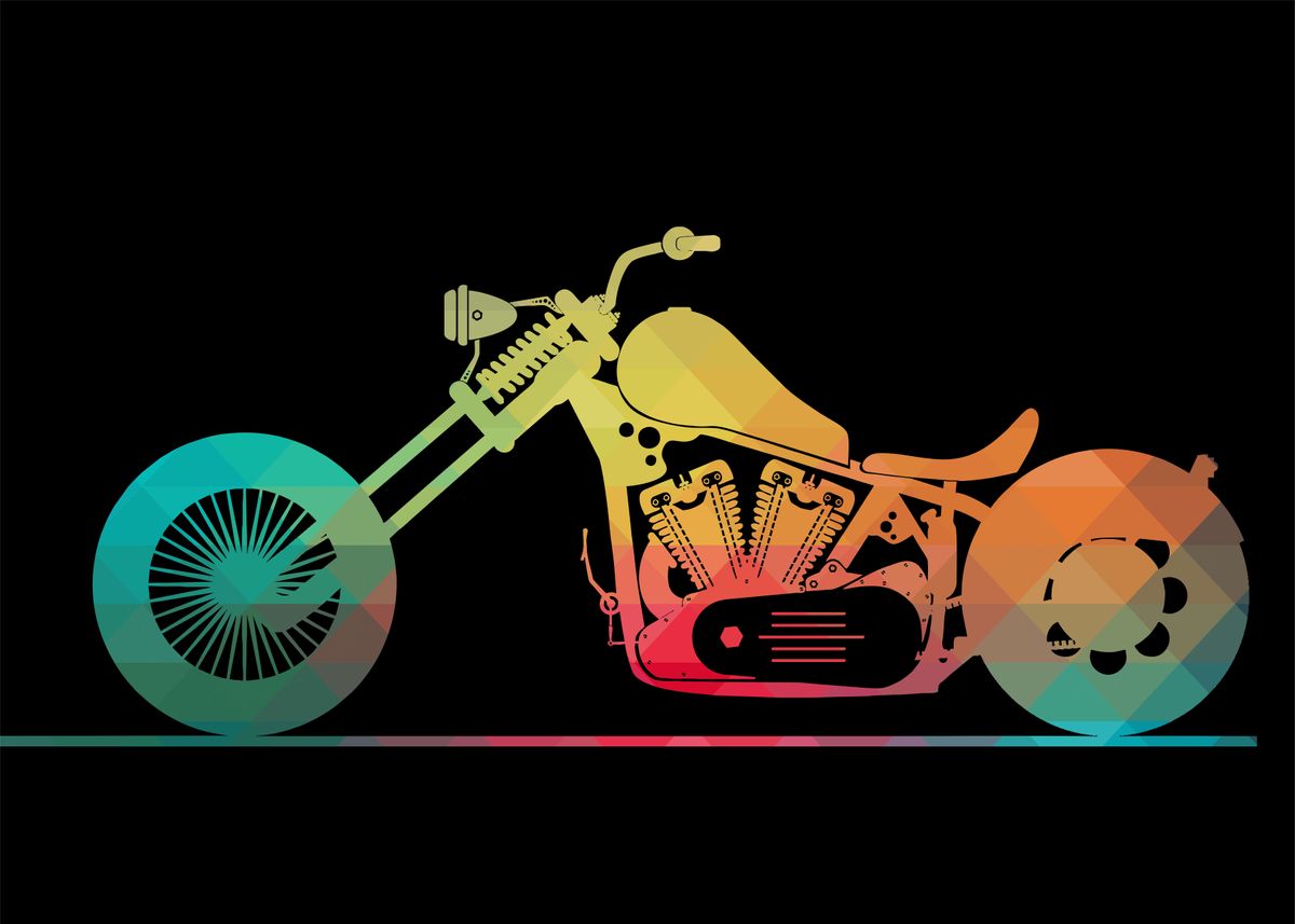 'Rainbow motorcycle ' Poster, picture, metal print, paint by AdiDsgn ...