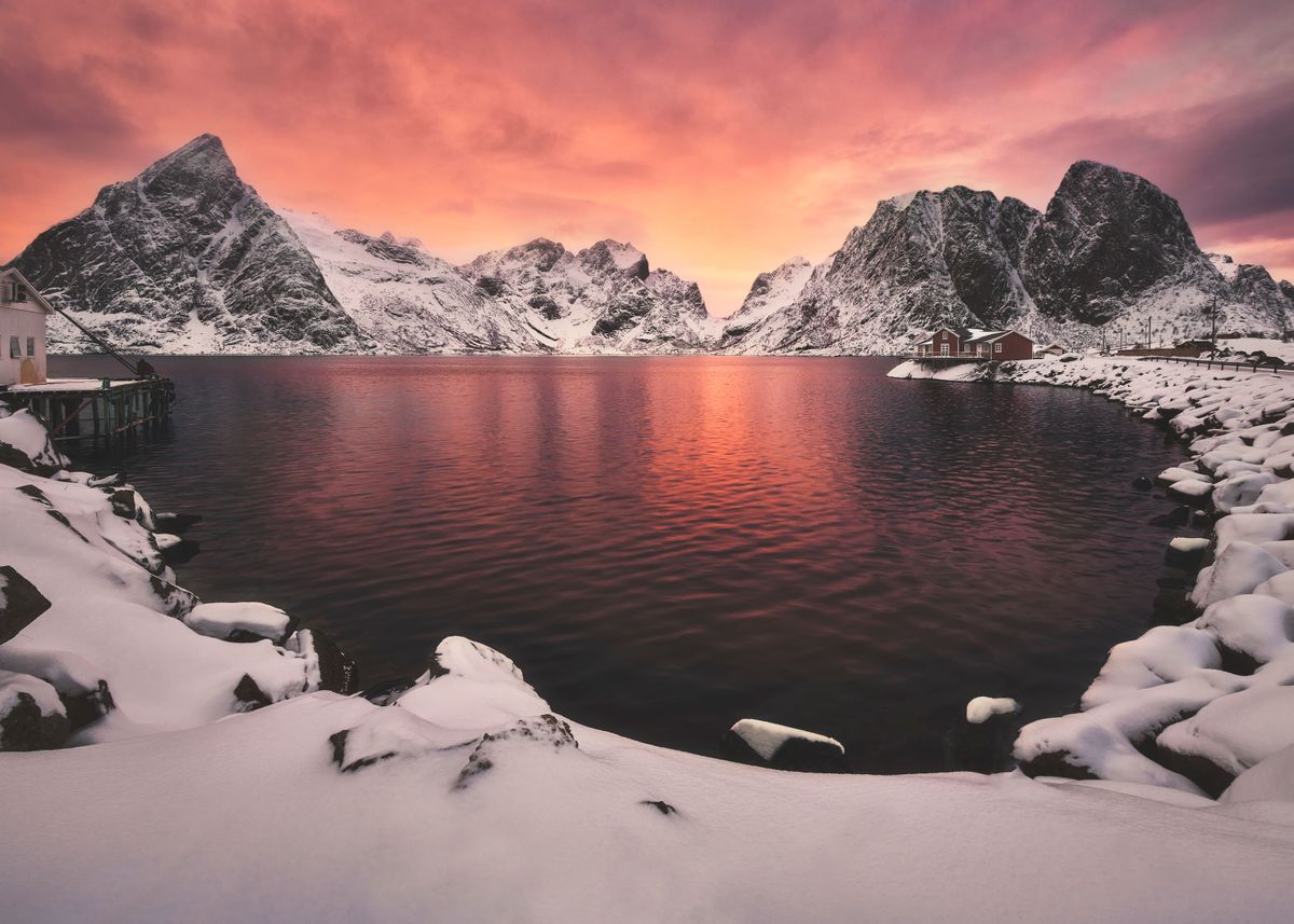 'Red sunset' Poster, picture, metal print, paint by rafcio76 | Displate