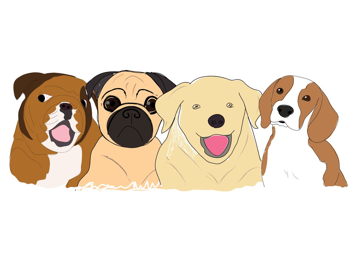 'Doggo Gang' Poster, picture, metal print, paint by shehar bano | Displate