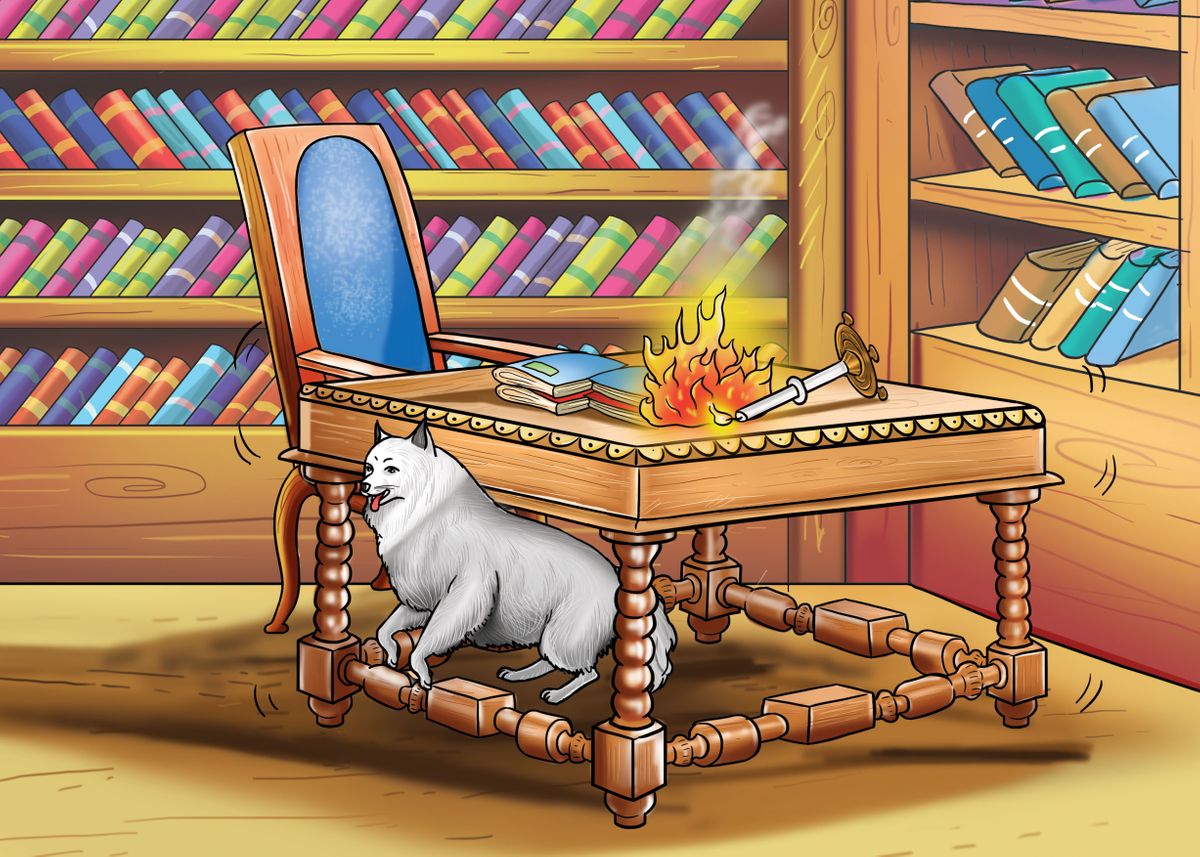 'dog and Sir Isaac Newton 2' Poster, picture, metal print, paint by ...