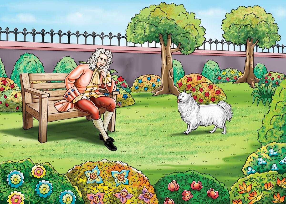 'dog and Sir Isaac Newton 3' Poster, picture, metal print, paint by ...