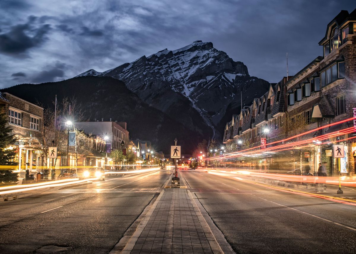 'Blue Hour on Banff Ave' Poster, picture, metal print, paint by Ken ...