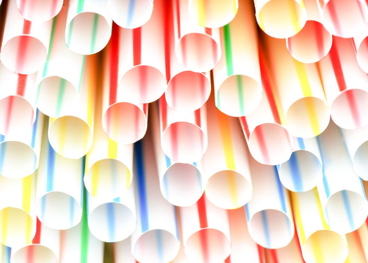 'Colorful Straws' Poster, picture, metal print, paint by Volker Pape ...